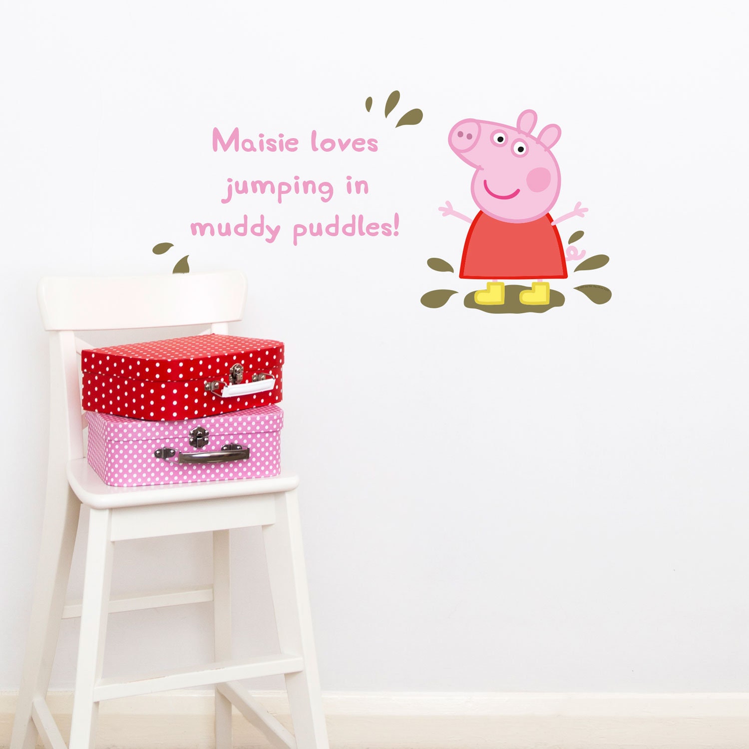 Personalised Peppa Pig Muddy Puddles Wall Sticker, Peppa Pig Wall Decal ...