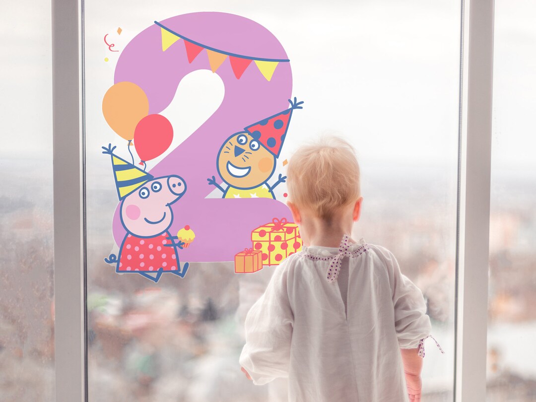 Peppa Pig Party Number Window Sticker, Peppa Pig Window Stickers, Peppa ...