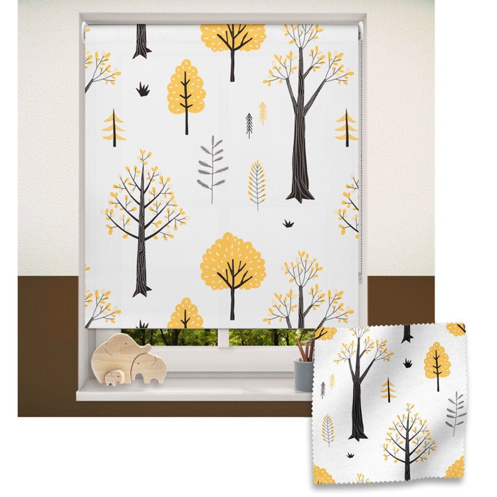 Yellow Woodland Trees Roller Blind Children's Roller - Etsy UK