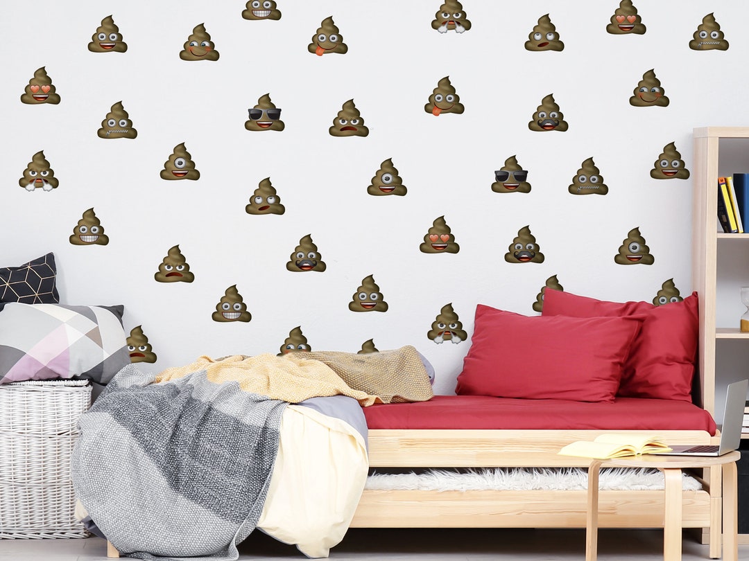Emoji Poo Wall Sticker Pack, Emoji Poo Wall Decals, Emoji Wall Sticker ...