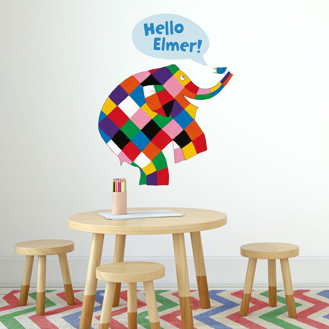 Speech Bubble Elmer Wall Sticker, Elmer the Patchwork Elephant Wall ...