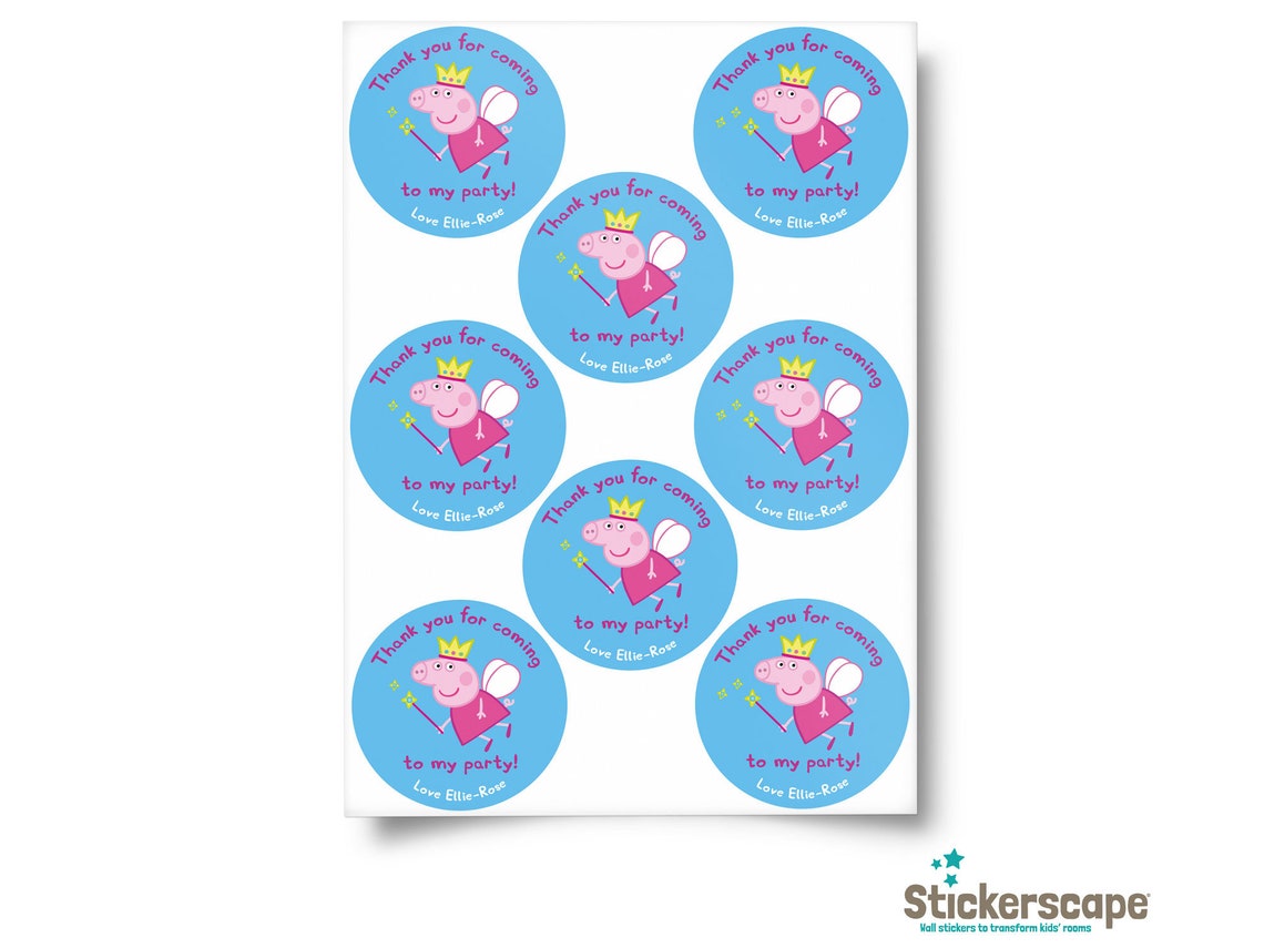 Personalised Fairy Peppa Pig Party Label Pack, Peppa Pig Birthday Party ...