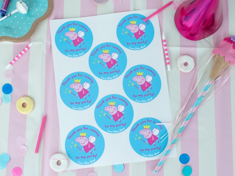 Personalised Fairy Peppa Pig Party Label Pack, Peppa Pig Birthday Party ...