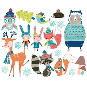 Winter Woodland Animal Window Stickers Christmas Window | Etsy