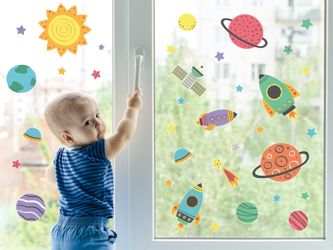 Colourful Space Window Stickers, Space Window Decals, Space Themed ...
