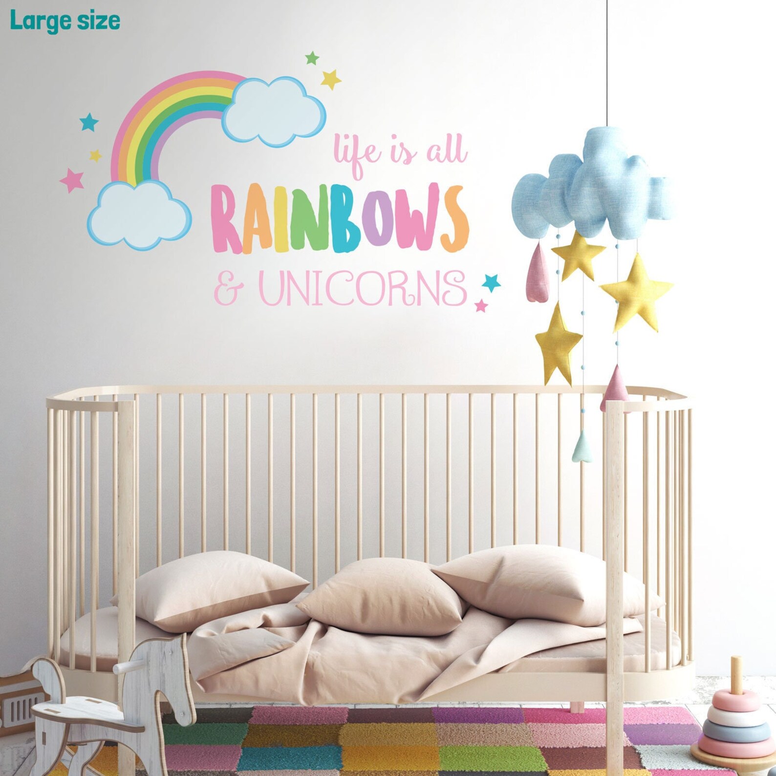 Life is All Rainbows and Unicorns Wall Sticker, Rainbow Wall Decal ...