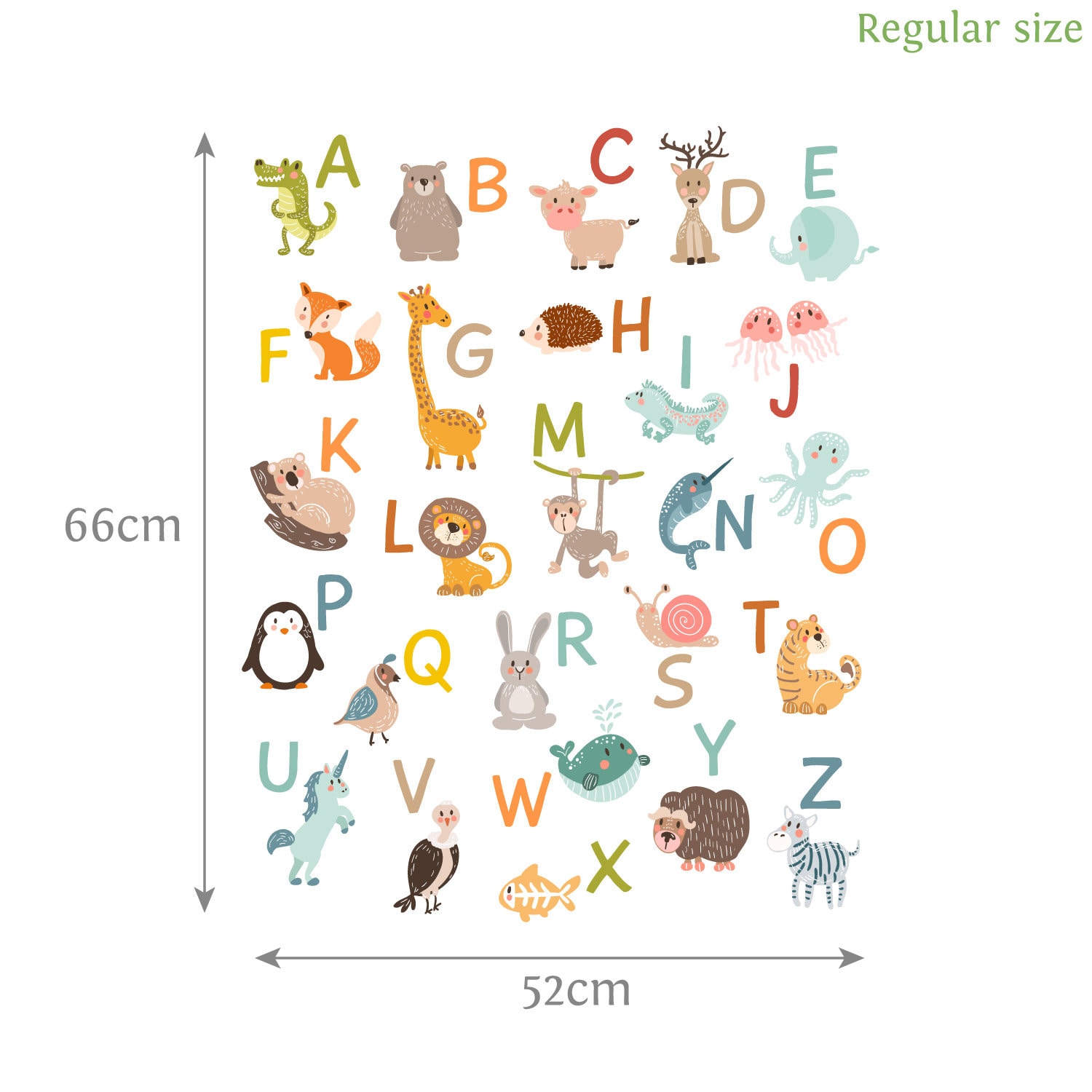 Animal Alphabet Wall Sticker Alphabet Wall Decal | Etsy