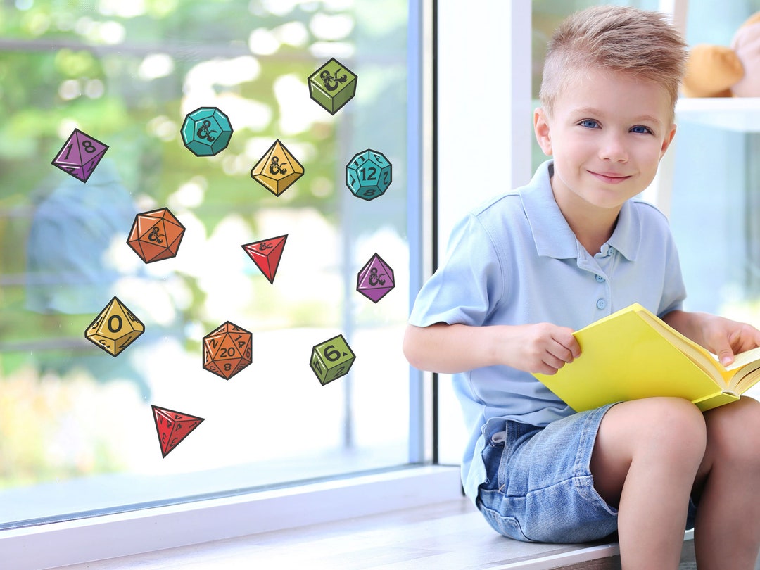 D&D Dice Window Sticker Pack, Dungeons and Dragons Window Sticker, D ...