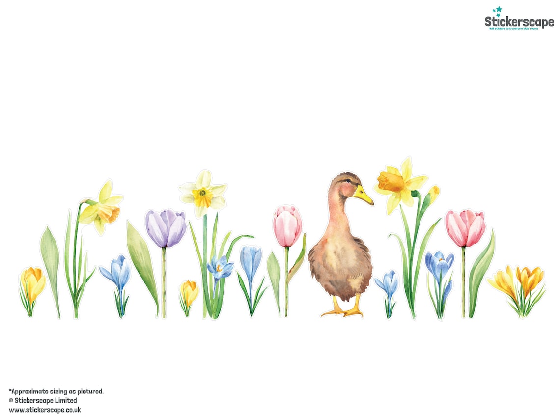 Spring Window Stickers – Daffodils and Duck Easter Window Stickers ...