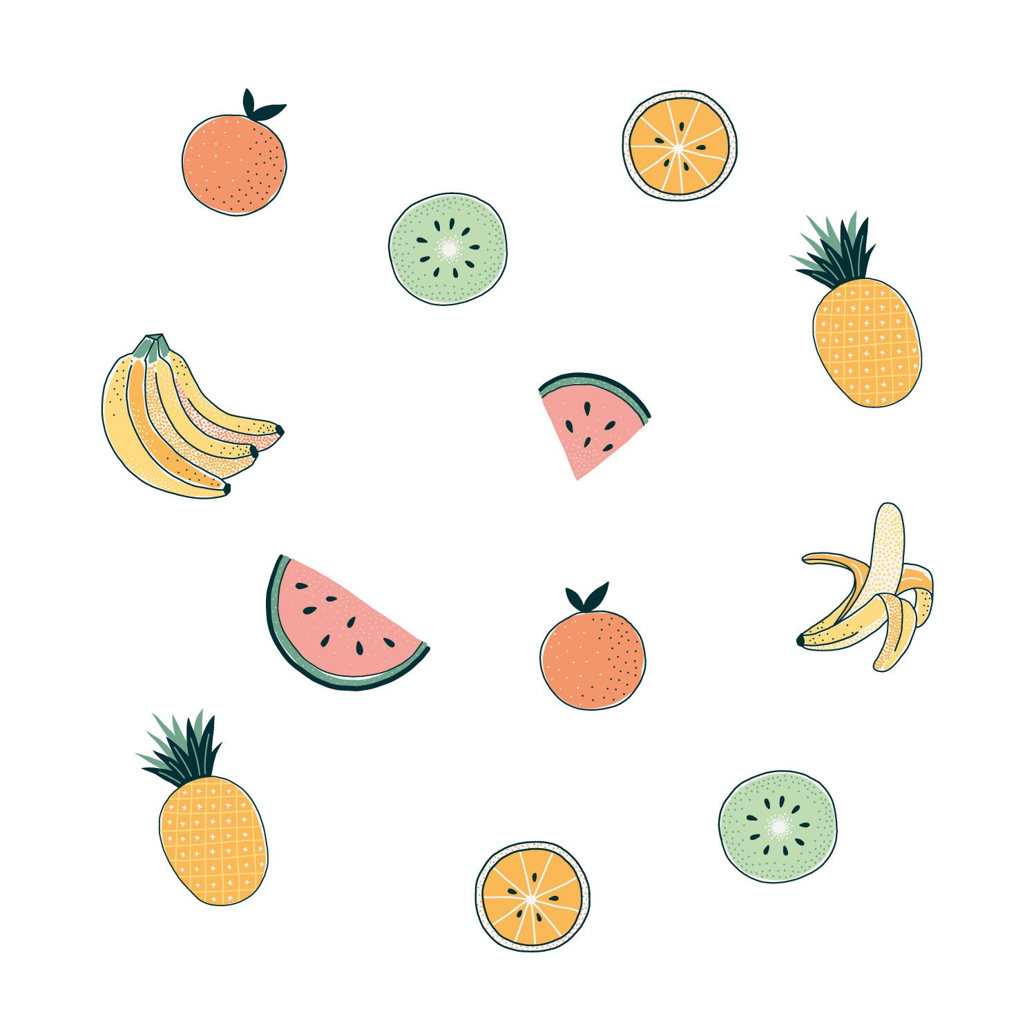Tropical Fruit Wall Stickers Jungle Wall Stickers Fruit Wall - Etsy