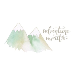 Adventure Awaits Mountain Wall Sticker Quote, Mountain Wall Decal - Etsy