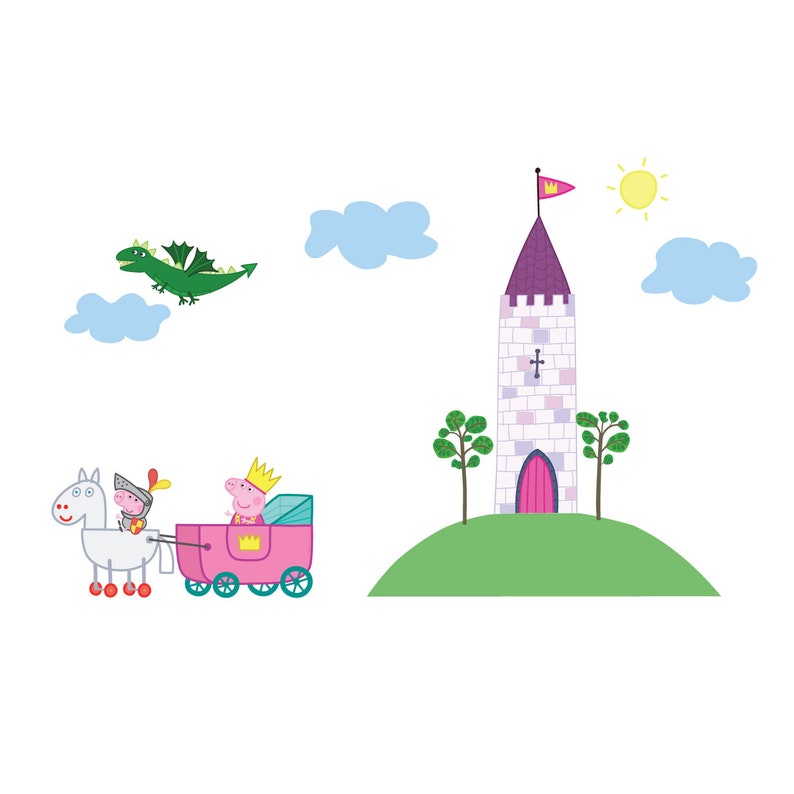 Princess Peppa Pig Wall Stickers Pack, Peppa Pig Wall Decal - Etsy UK