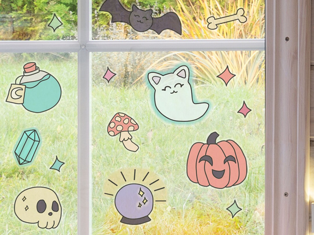 Spooky Doodles Window Sticker Pack, Halloween Window Stickers ...