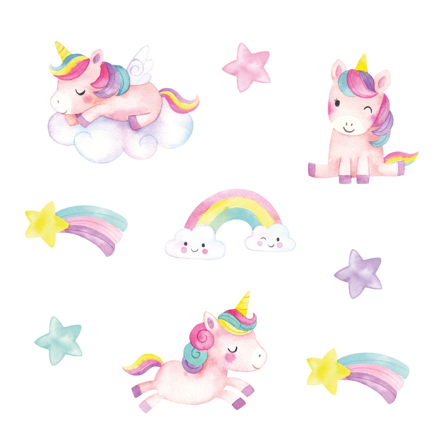 Unicorn and Stars Wall Stickers Unicorn Wall Stickers - Etsy