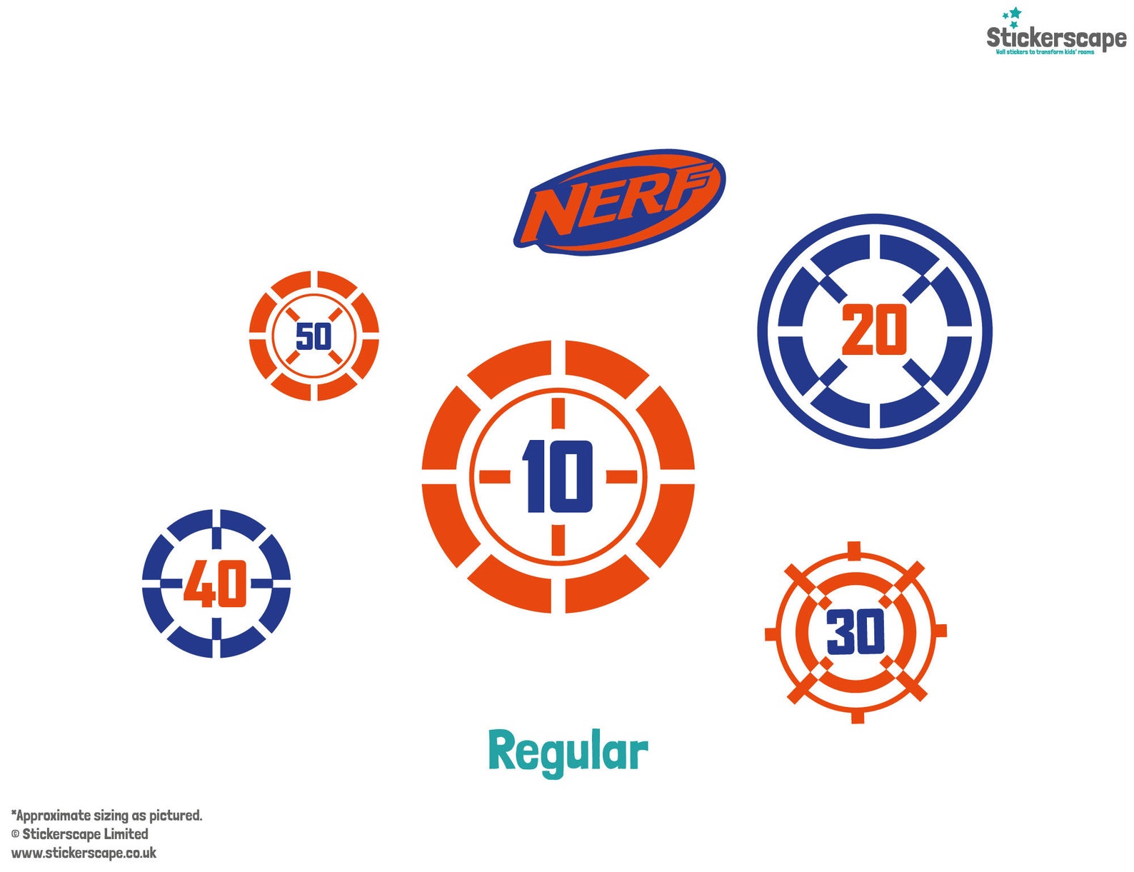 Nerf Targets Wall Sticker Pack, Nerf Wall Decals, Nerf Wall Stickers ...
