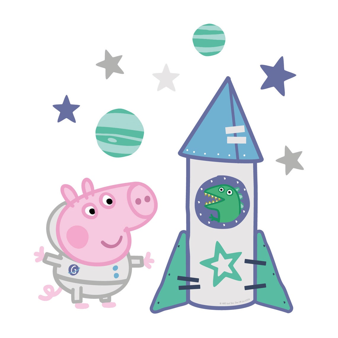 Peppa Pig George Pig's Space Rocket Wall Sticker Peppa | Etsy