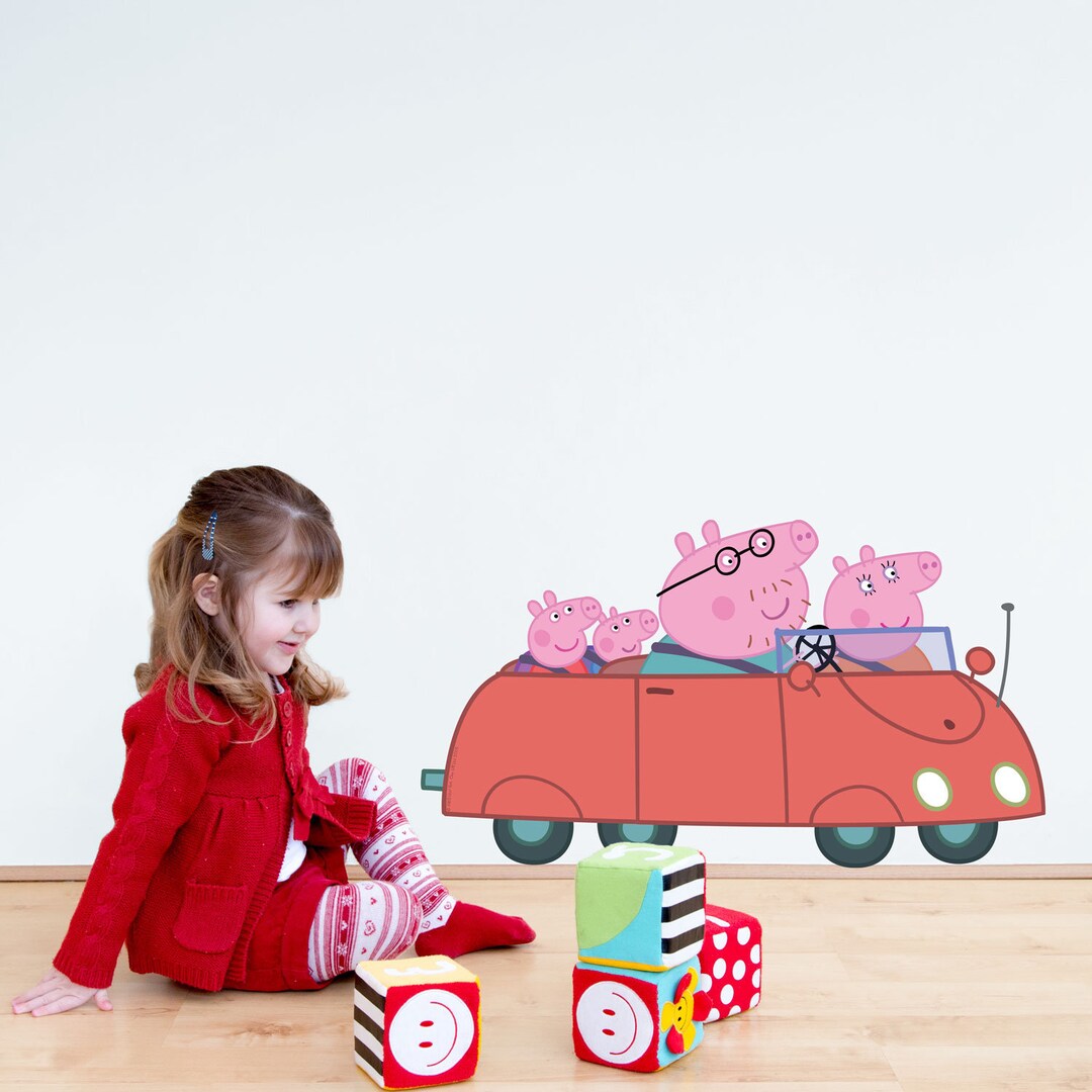 Peppa Pig Car Wall Sticker, Peppa Pig Wall Decal - Etsy