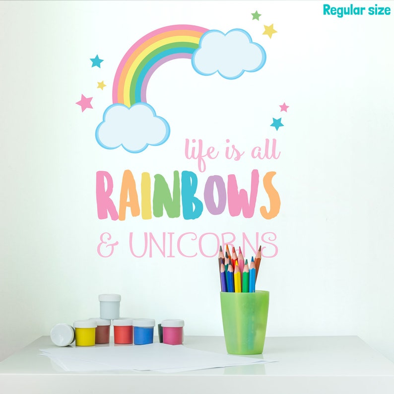 Life is All Rainbows and Unicorns Wall Sticker Rainbow Wall - Etsy UK