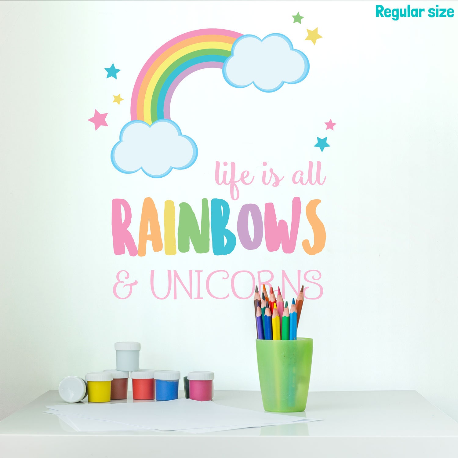 Life is All Rainbows and Unicorns Wall Sticker, Rainbow Wall Decal ...