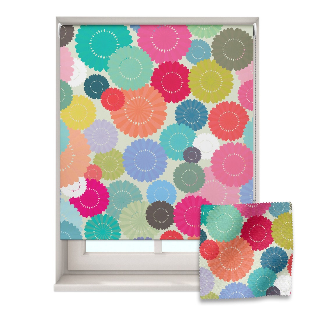 Colourful Fan Roller Blind, Abstract Floral Roller Blind, Made to ...