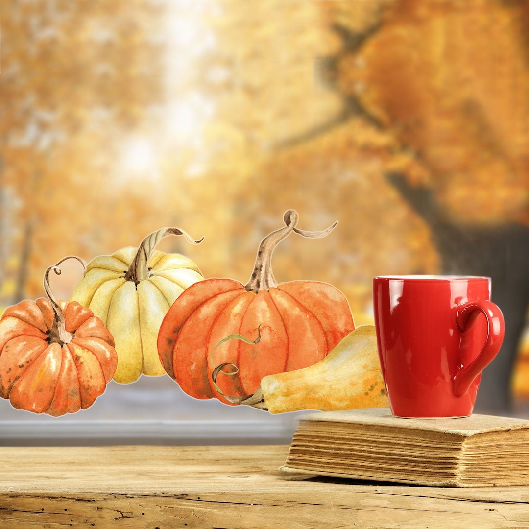 Autumn Pumpkin Window Stickers, Autumnal Decoration, Fall Decoration ...