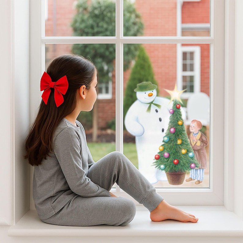 The Snowman Christmas Window Sticker – Reusable Holiday Decoration - Etsy