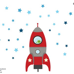 Red Blast off Rocket Wall Sticker, Red Rocket Wall Sticker, Rocket Wall ...