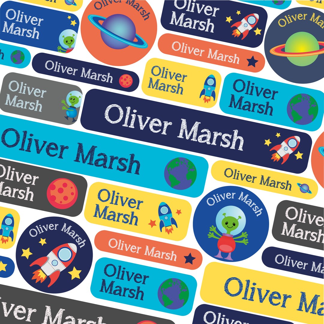 Personalised Space Name Labels, School Name Tags, School Name Labels ...