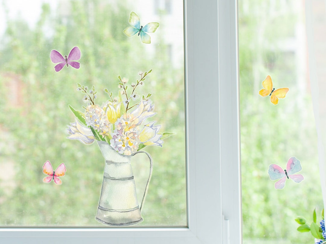 Spring Flower Window Stickers, Flower Window Stickers, Spring Window ...