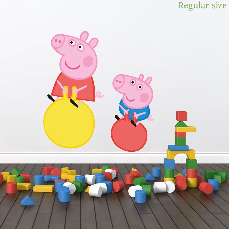 Peppa Pig and George Pig on Space Hoppers Wall Sticker Peppa - Etsy UK