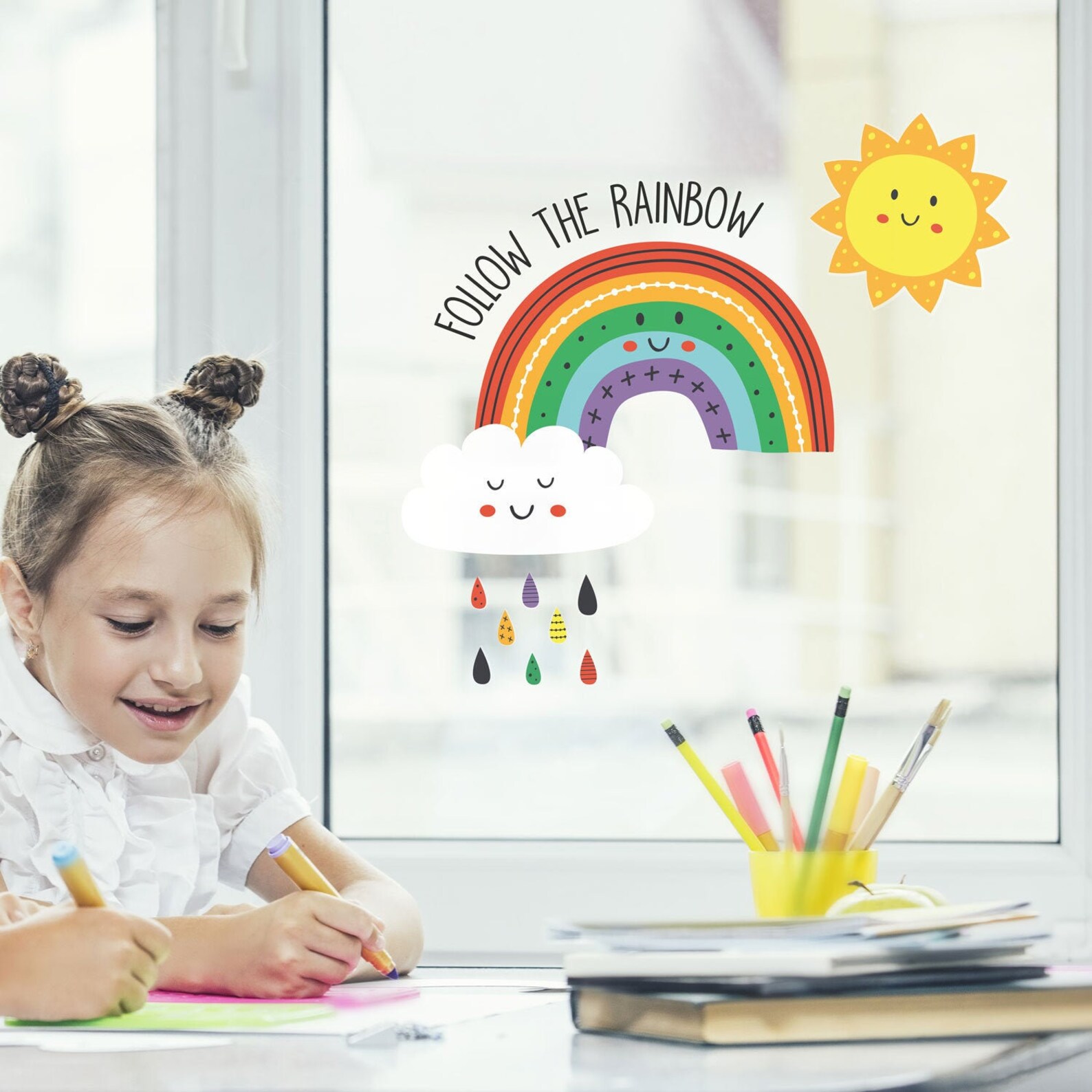 Follow the Rainbow Window Stickers, Rainbow Window Decal, Rainbow Room ...