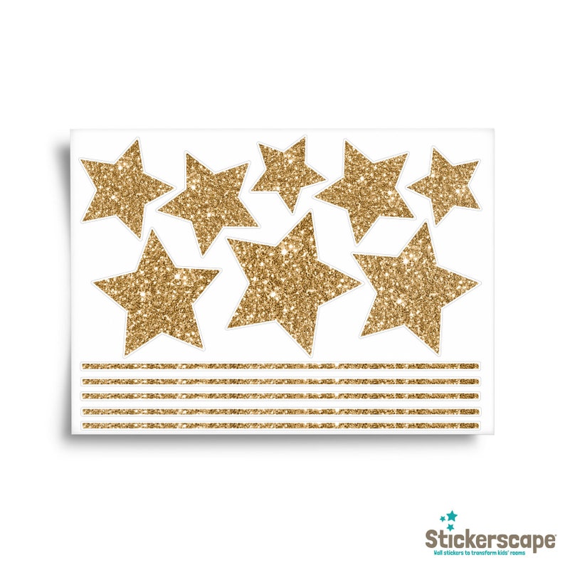 Gold Stars Window Stickers, Christmas Window Stickers, Stars on Strings ...