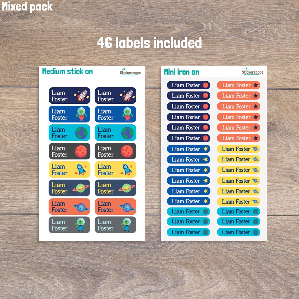 Personalised Space Name Labels School Name Tags School Name | Etsy