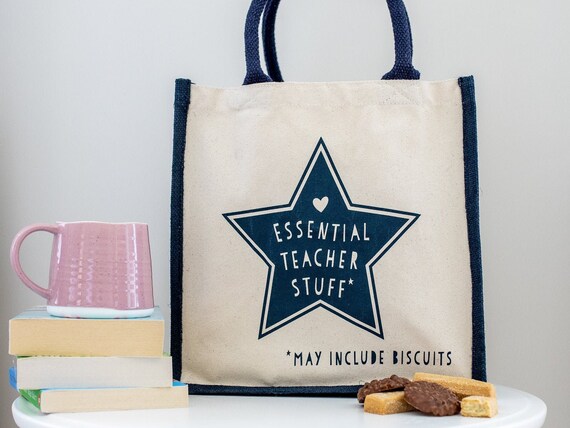 Essential Teacher Stuff Canvas Bag Teacher Gift Teacher Bag | Etsy