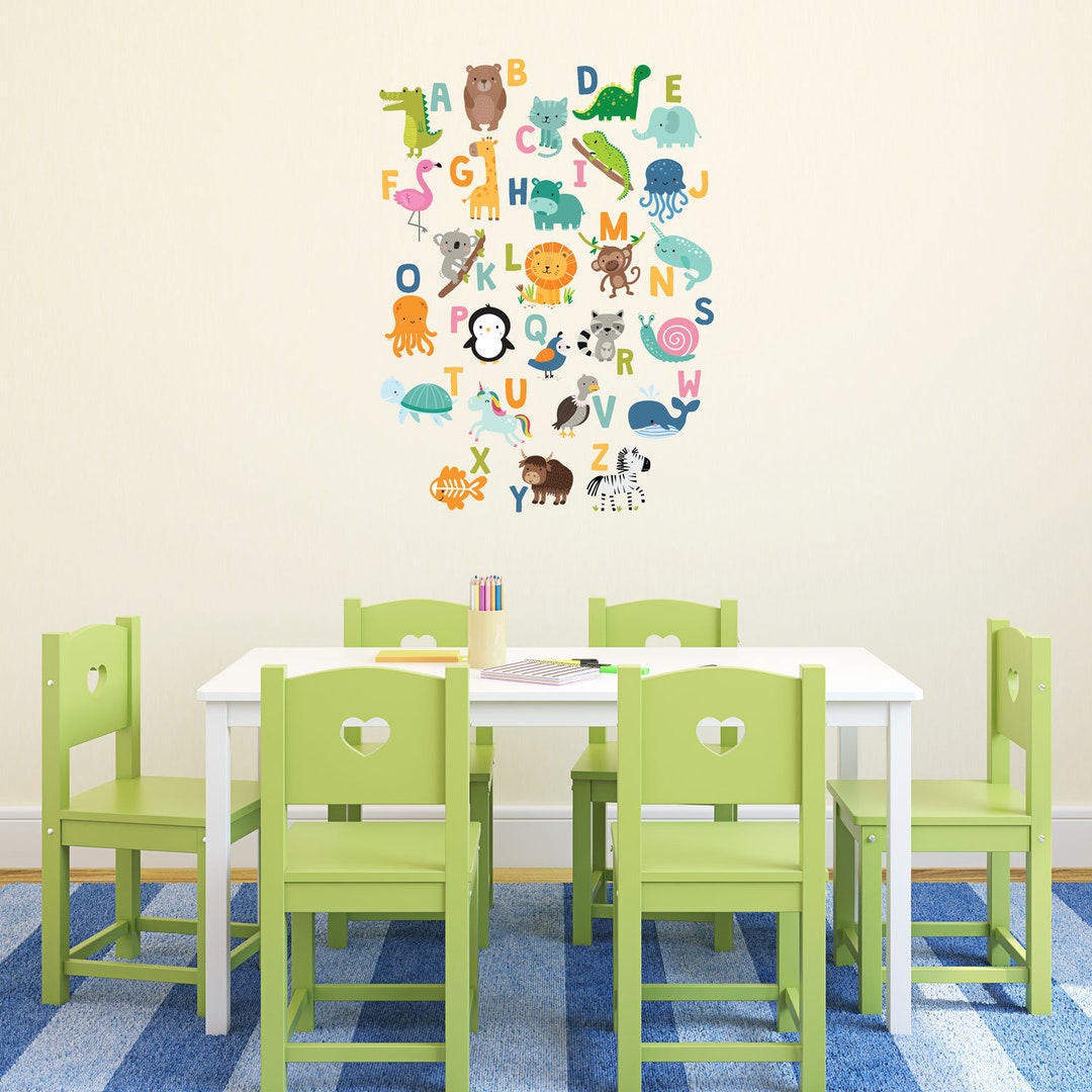Bright Animal Alphabet Wall Sticker, Alphabet Wall Decal - Etsy