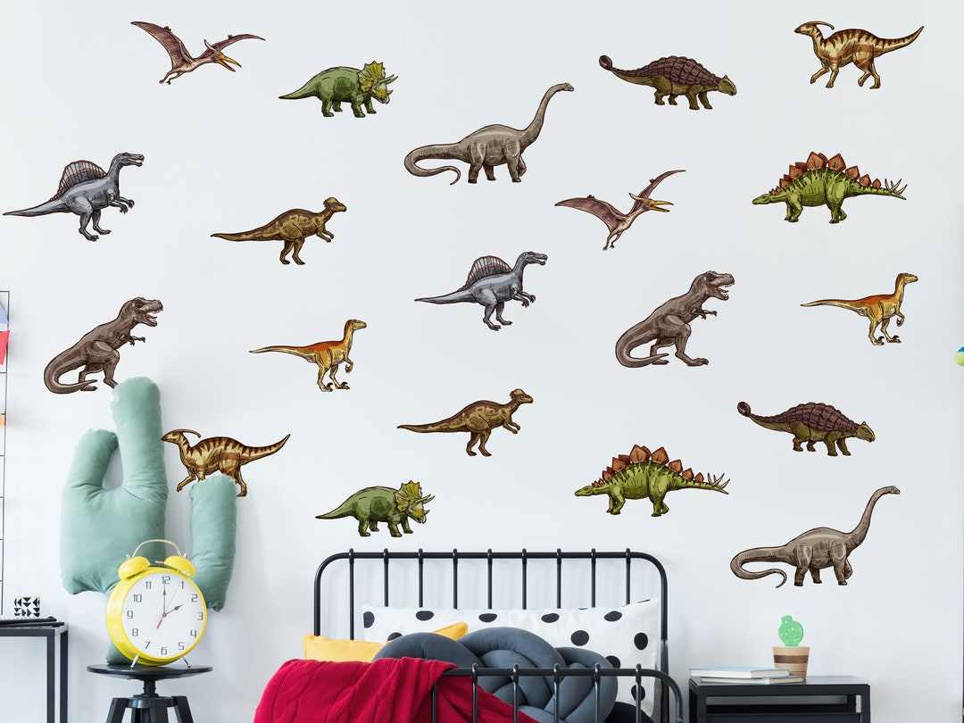 Dinosaur Wall Stickers - Peel and Stick Dinosaur Decals - Kids Bedroom ...