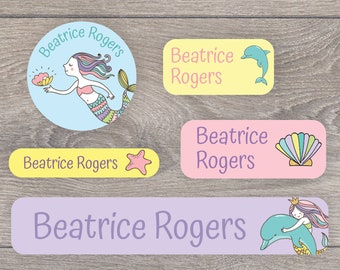 Mermaid Name Stickers - Etsy