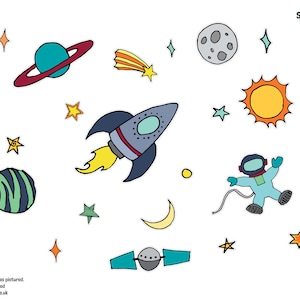 Hand Drawn Space Window Stickers, Space Window Decals, Space Themed ...