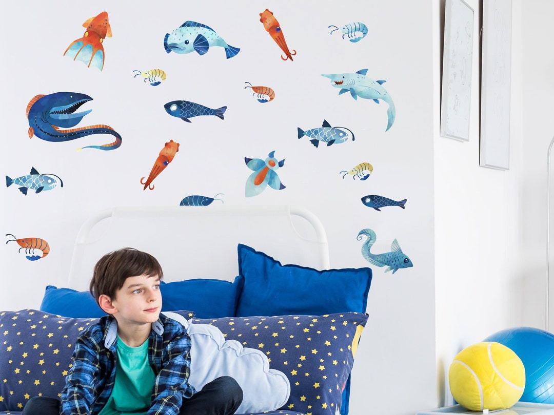 Deep Sea Creature Wall Stickers, Underwater Wall Decals, Fish Stickers ...