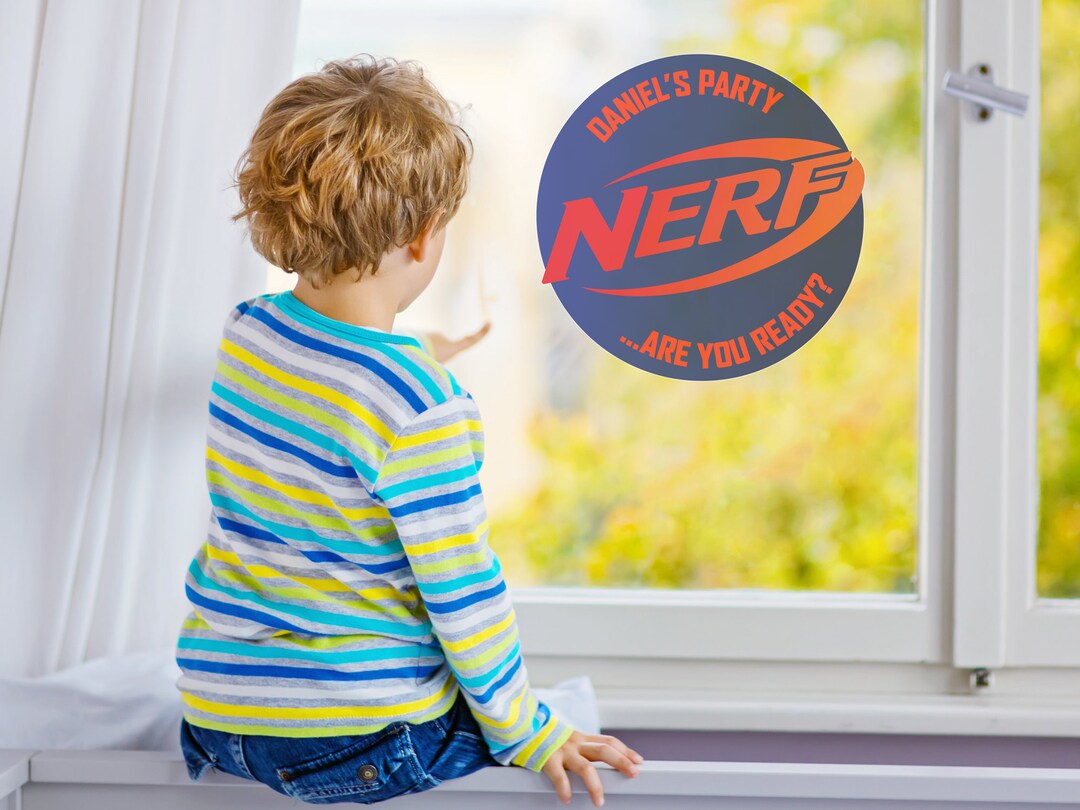 Personalised Nerf Party Window Sticker, Nerf Party Stickers, Nerf Party ...