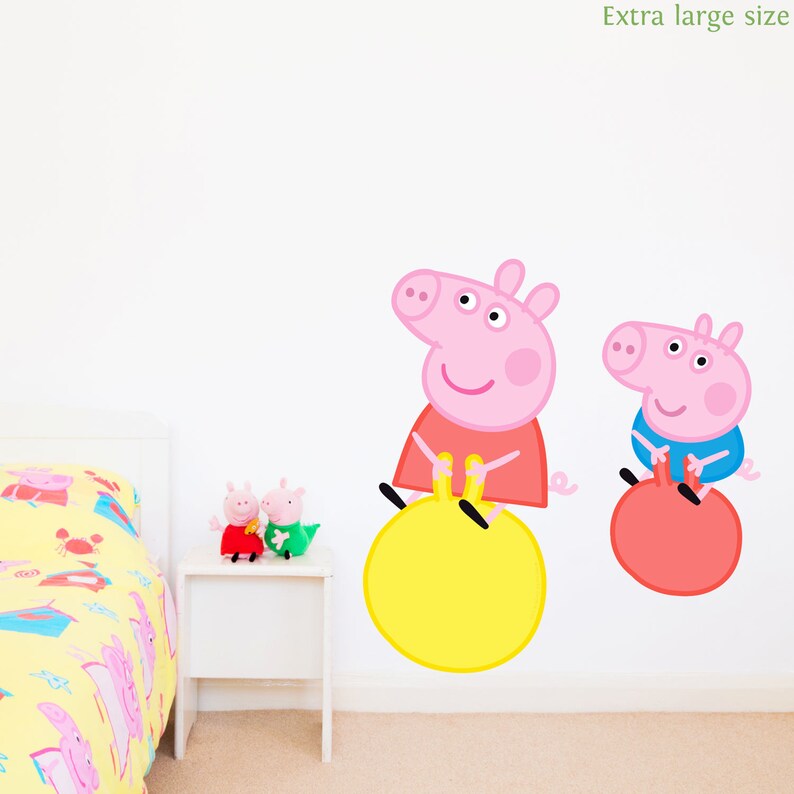 Peppa Pig and George Pig on Space Hoppers Wall Sticker Peppa - Etsy UK