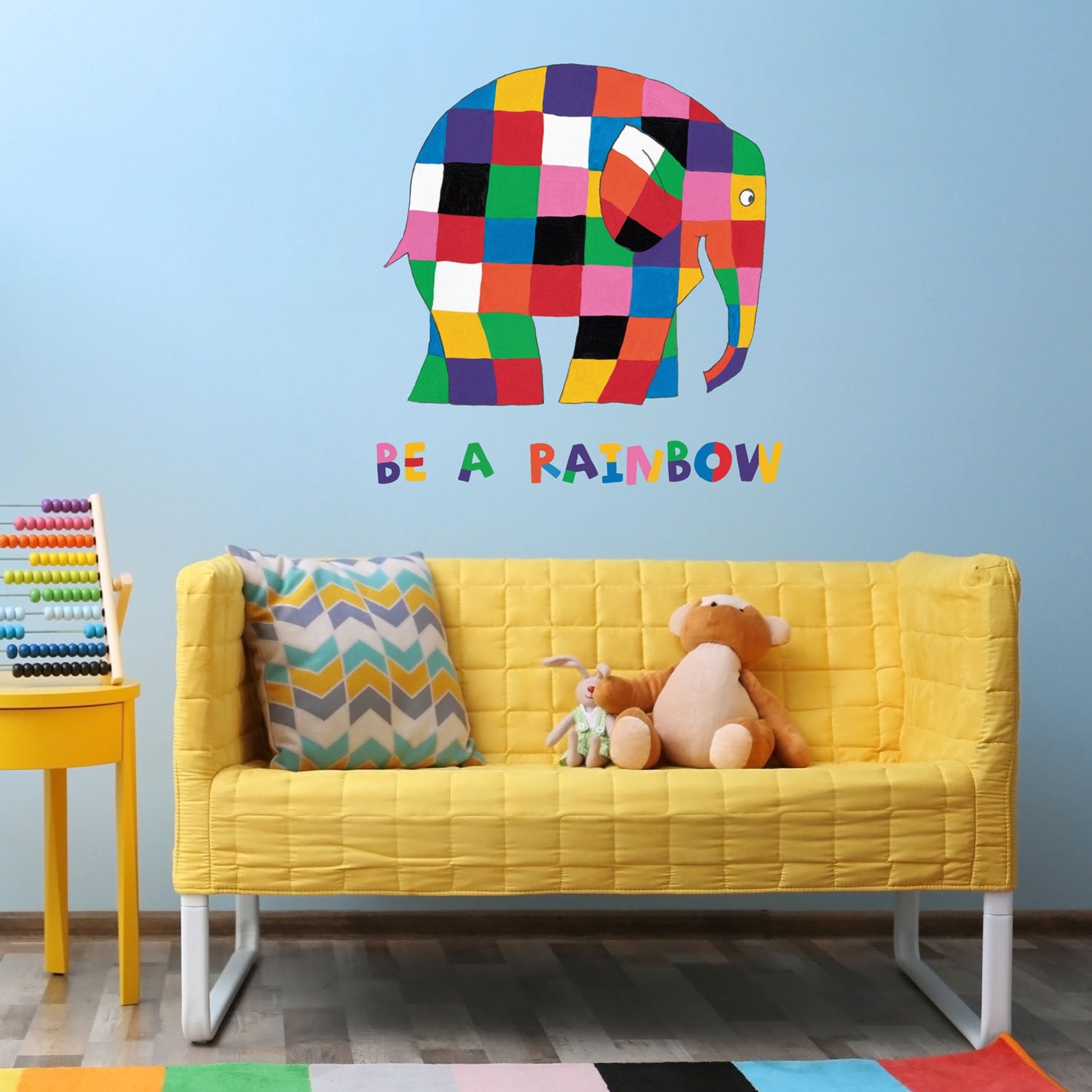 Elmer Be a Rainbow Wall Sticker, Elmer the Patchwork Elephant Wall ...