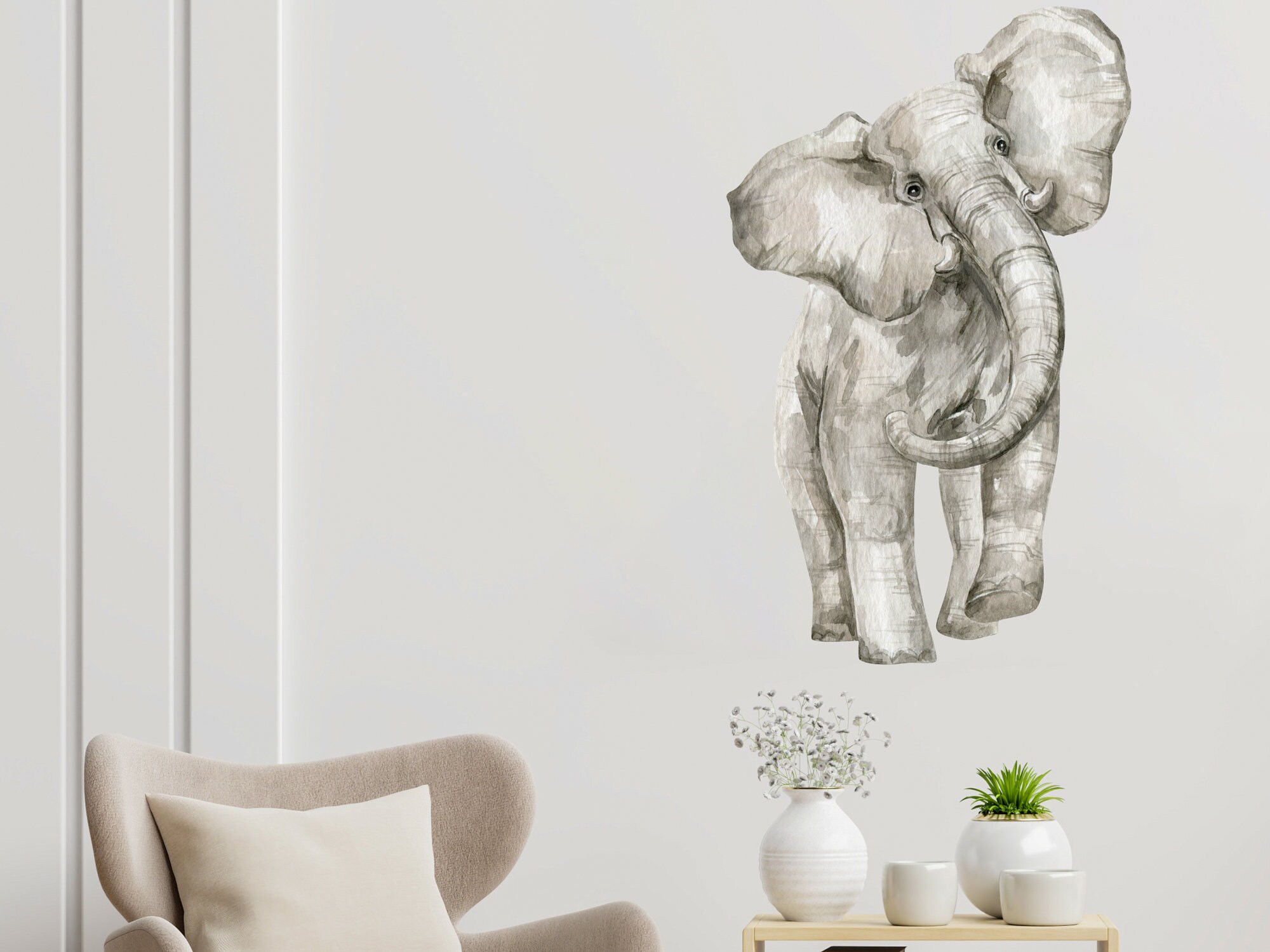 Watercolour Elephant Wall Sticker, Elephant Wall Stickers, Elephant ...