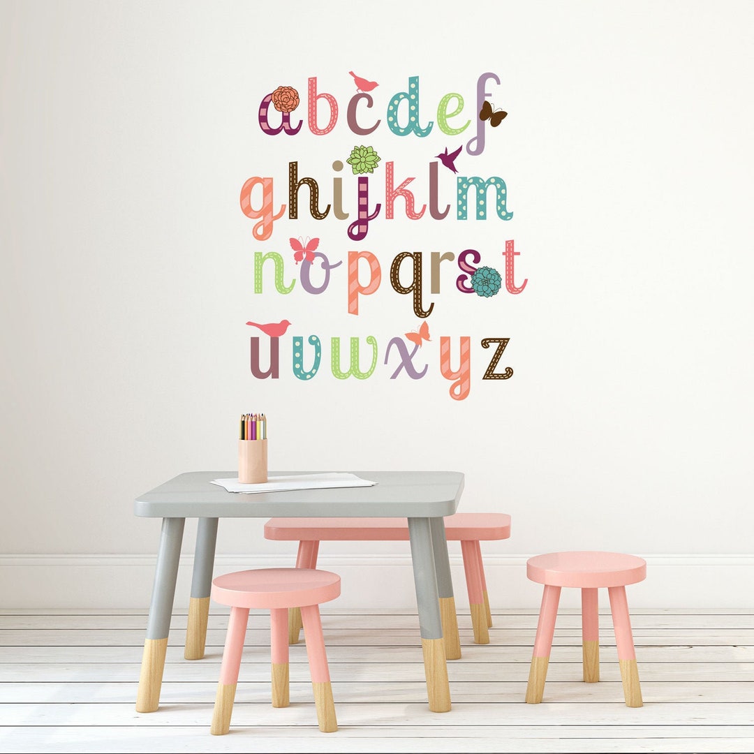 Flower and Butterfly Alphabet Wall Sticker Alphabet Wall - Etsy