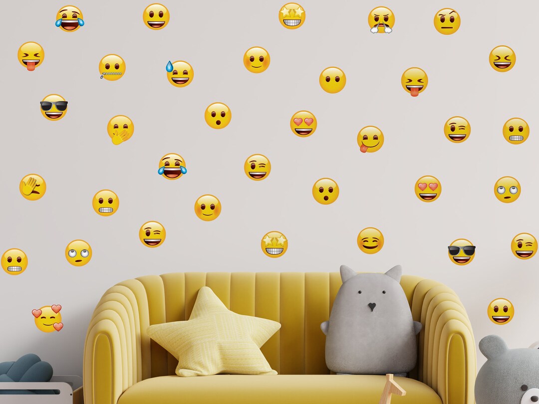 Emoji Faces Wall Sticker Pack, Emoji Faces Wall Decals, Emoji Wall ...