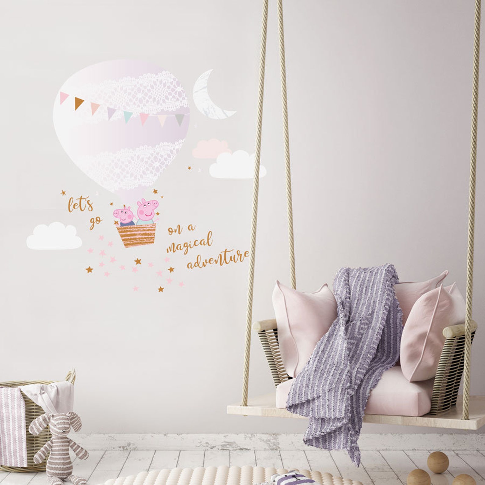 Peppa Pig Magical Adventure Wall Sticker, Peppa Pig Wall Decal, Peppa ...