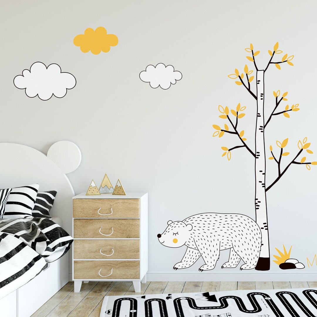 Woodland Animal Wall Sticker Scene, Forest Wall Decal, Bear Wall ...