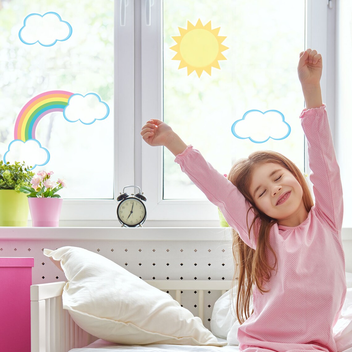 Rainbow, Clouds and Sun Window Sticker Pack, Rainbow Window Decal ...