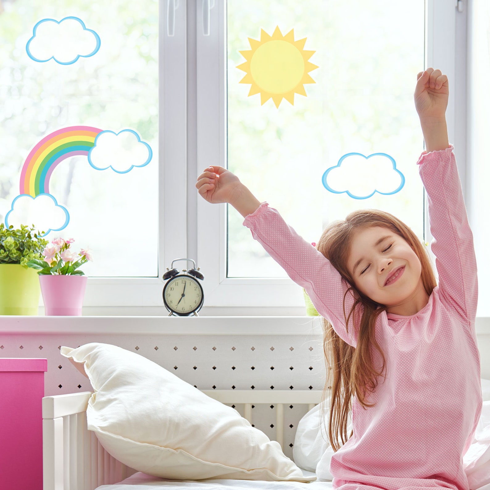 Rainbow clouds and sun window sticker pack rainbow window | Etsy