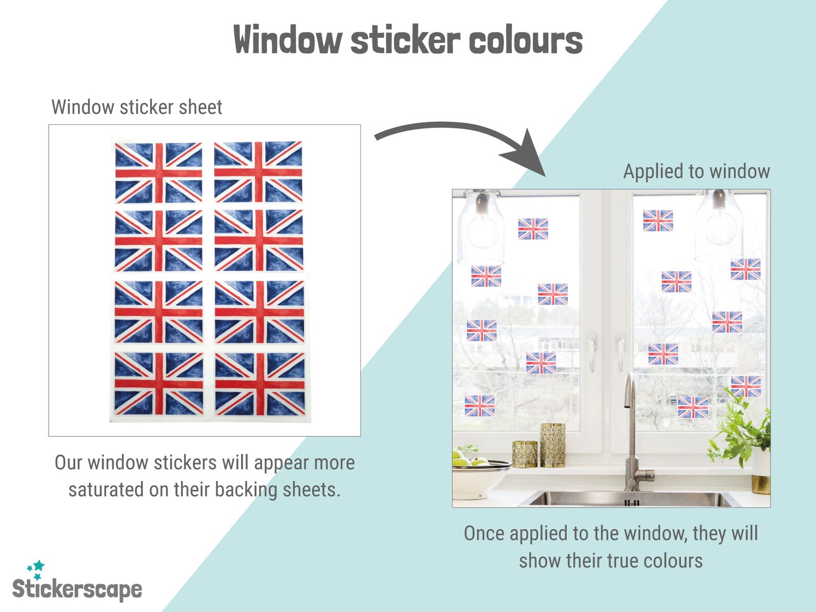 Watercolour Union Jack Hearts Window Stickers, Coronation Window ...
